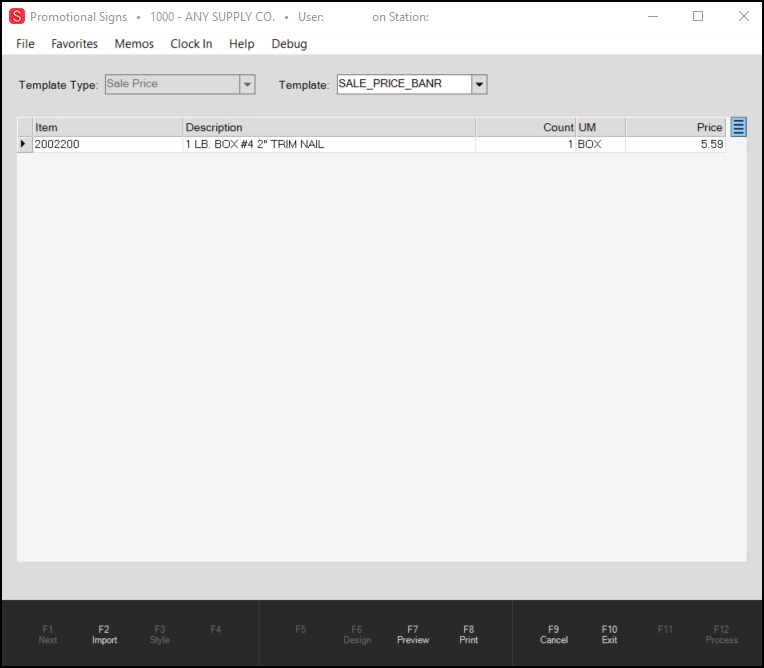 Utilities > Inventory Utilities > Easy Signage
