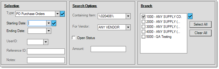Documents > Purchasing (PO) > PO Purchase Orders