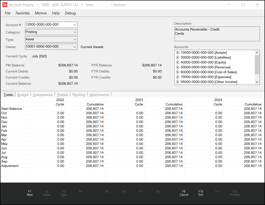 General Ledger > Account Inquiry